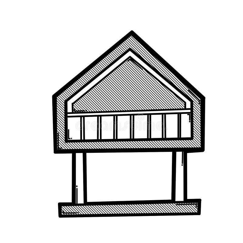 House Building Doodle Vector Icon. Drawing Sketch Illustration Hand ...