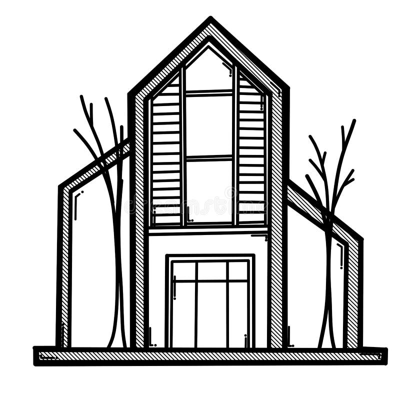 House Building Doodle Vector Icon. Drawing Sketch Illustration Hand ...