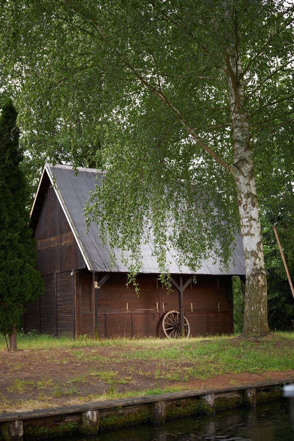 House Building Facade Surrounded by Water in Spreewald Stock Photo ...