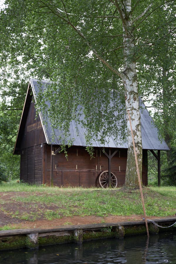 House Building Facade Surrounded by Water in Spreewald Stock Photo ...