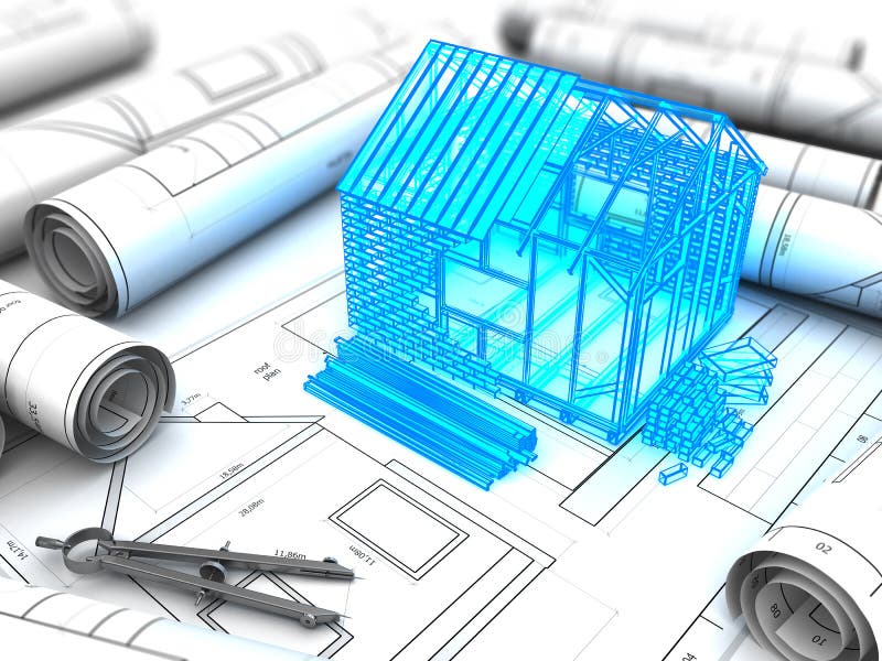 House building project stock illustration. Illustration of engineering ...