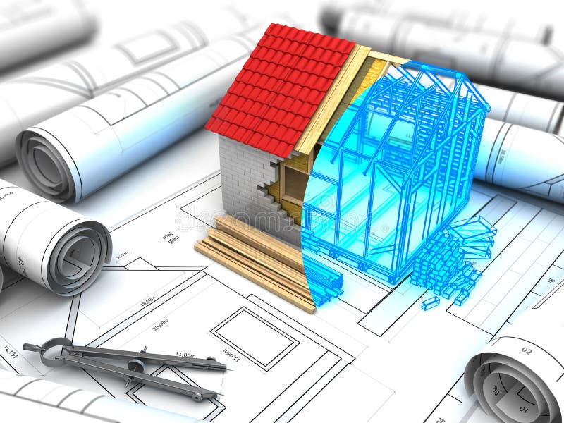 House building project stock illustration. Illustration of development ...