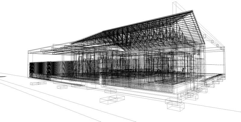 House Building Project Line Print Stock Illustration - Illustration of ...