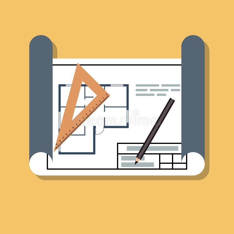 House Building or Reconstruction Project, Flat Vector Illustration ...