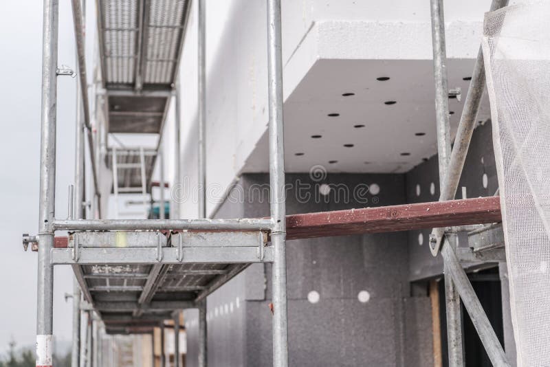 House Building Scaffolding stock image. Image of scaffolding - 141997599