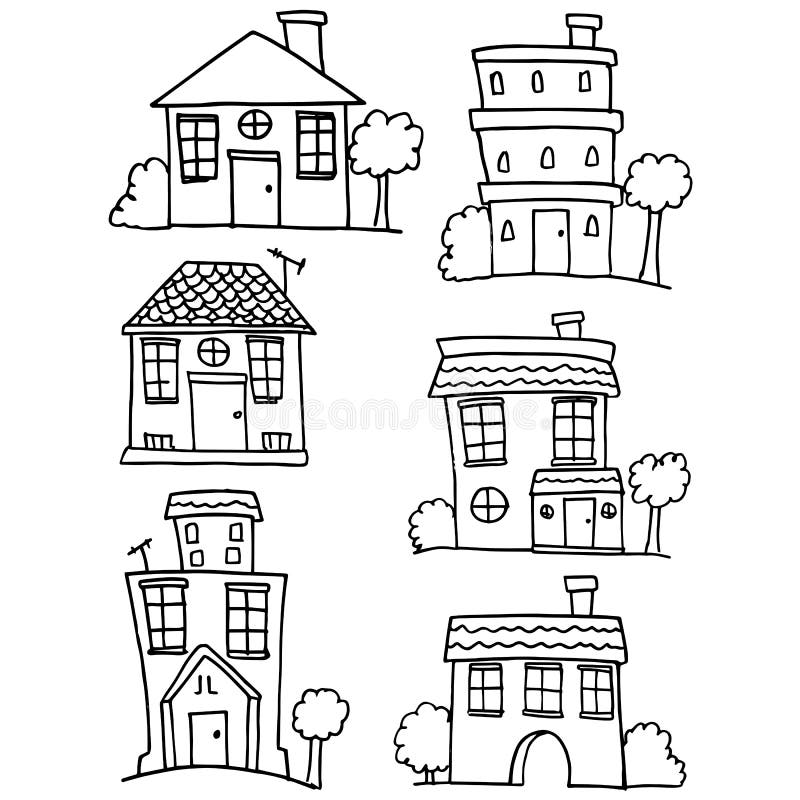 House Building Set Hand Draw Stock Illustrations – 776 House Building ...