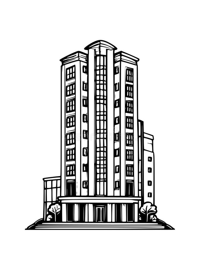 House Building Sketch Hand Drawn Stock Illustration - Illustration of ...