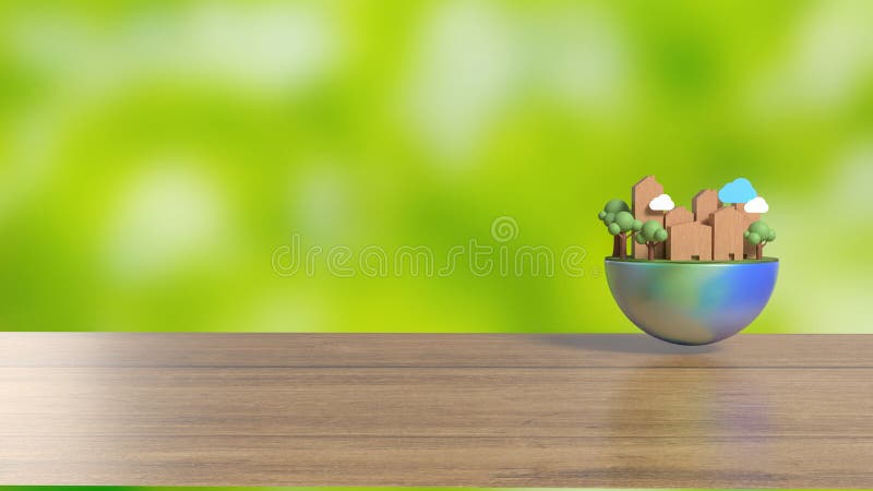 The House Building and Tree on Half Planet for Eco Concept 3d Rendering ...