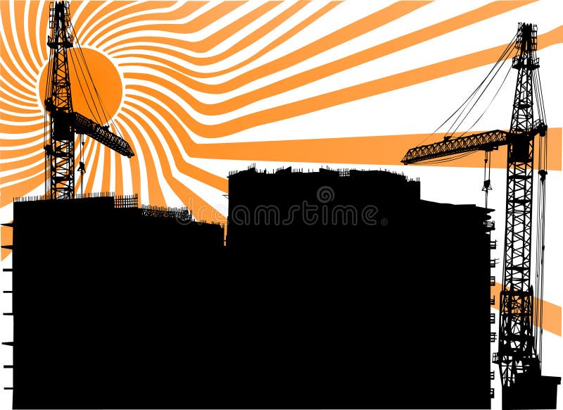 House Building Under Bright Sun Stock Illustration - Illustration of ...