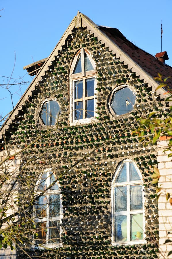 House Built of Glass Bottles Stock Photo - Image of house, wine: 32716790