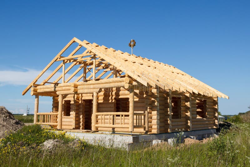 Log Cabin Under Construction Stock Photo - Image of homestead, brown ...