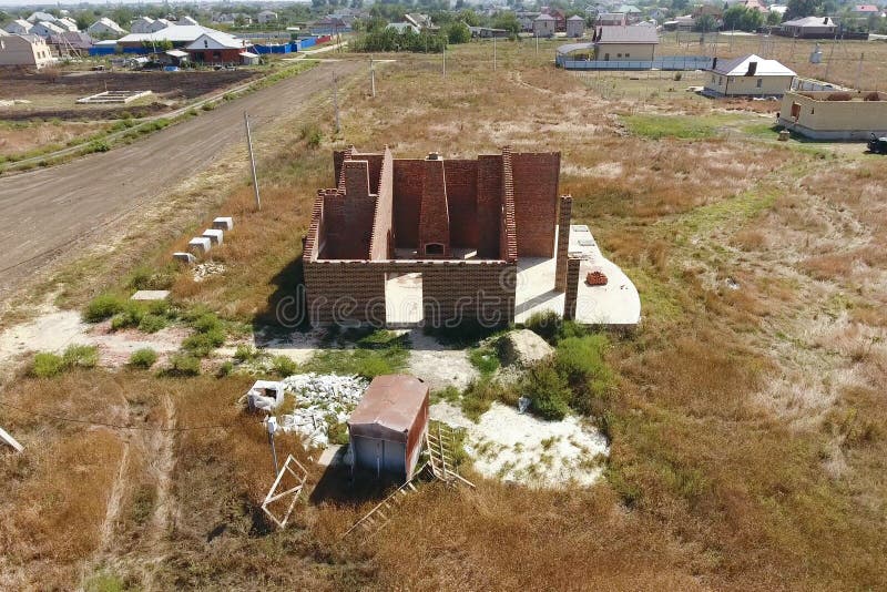 The House is Built of Red Brick. the Walls of the House are a Top View ...