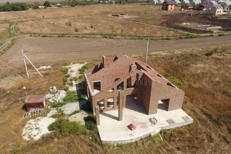 The House is Built of Red Brick. the Walls of the House are a Top View ...