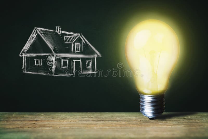 House and bulb stock image. Image of billboard, industry - 135667473