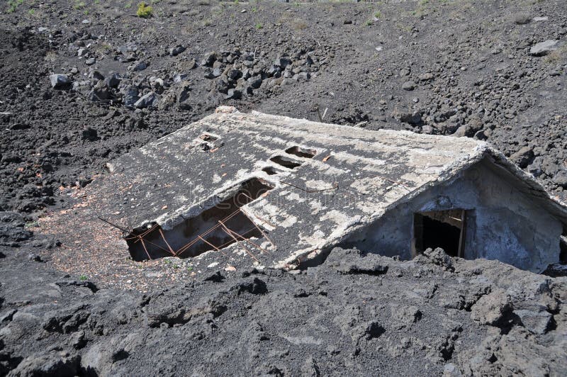House buried under lava stock image. Image of ground - 24655461