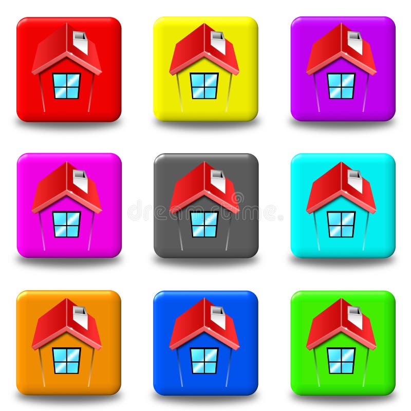 House button set square stock illustration. Illustration of green ...