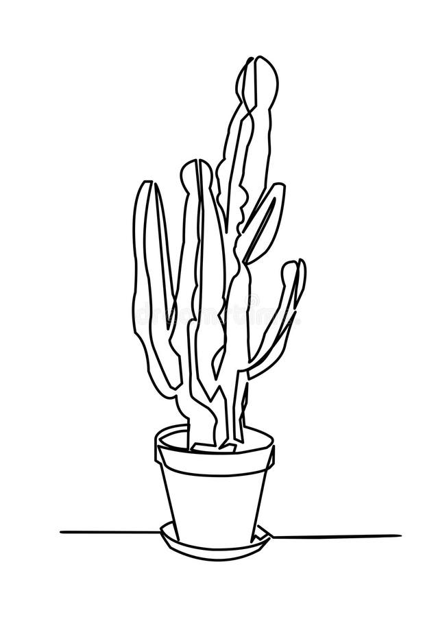 Cactus Continuous Line Drawing Stock Illustrations – 368 Cactus ...