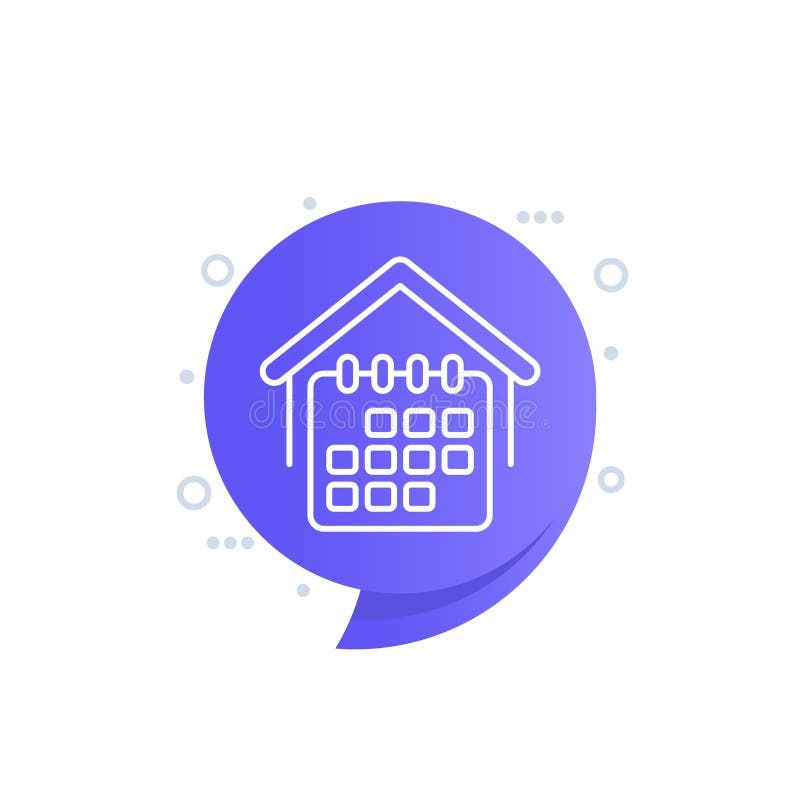 House and Calendar Icon, Booking Schedule Linear Stock Vector ...