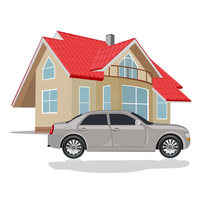 House with Car, Vector Illustration Stock Vector - Illustration of ...
