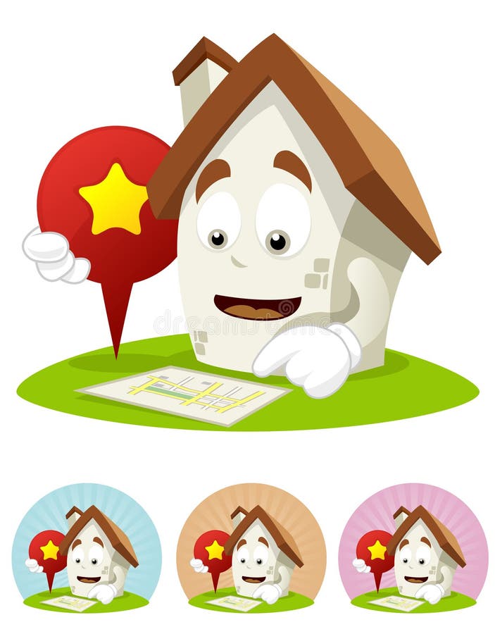 House Cartoon Mascot - Direction Stock Illustration - Illustration of ...