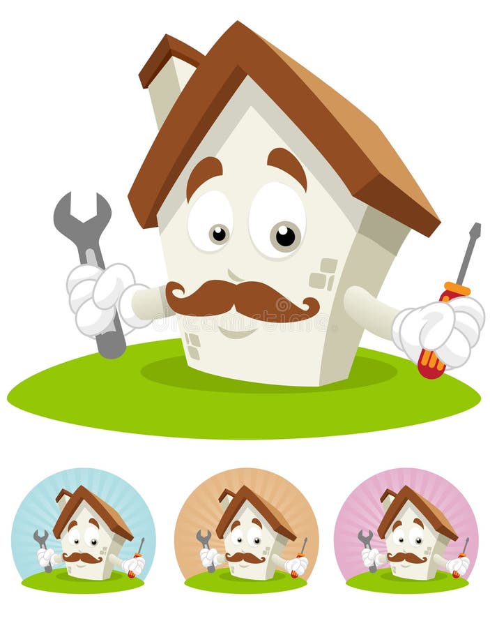 House Cartoon Mascot - Painting Stock Illustration - Illustration of ...
