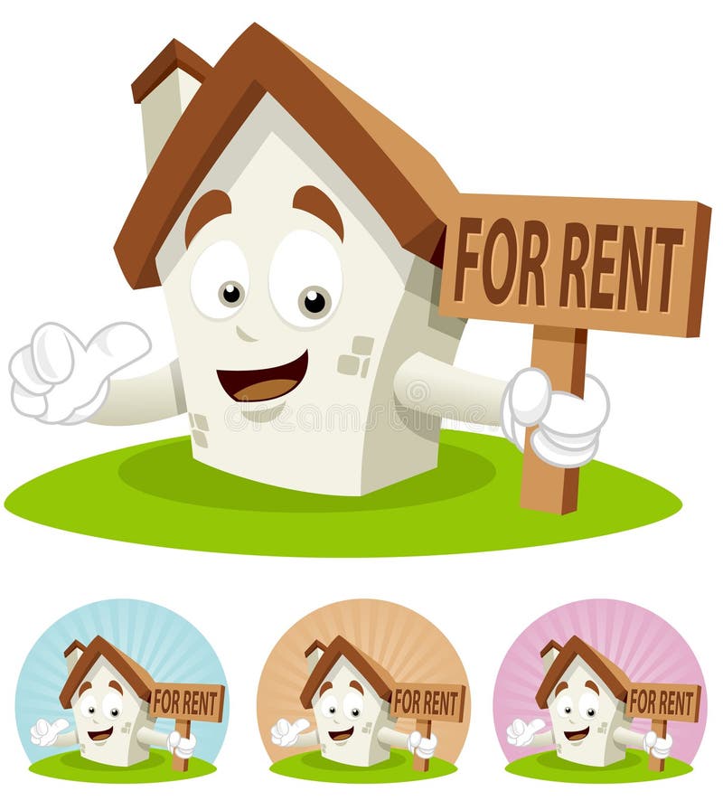 House Cartoon Mascot - for Rent Stock Illustration - Illustration of ...