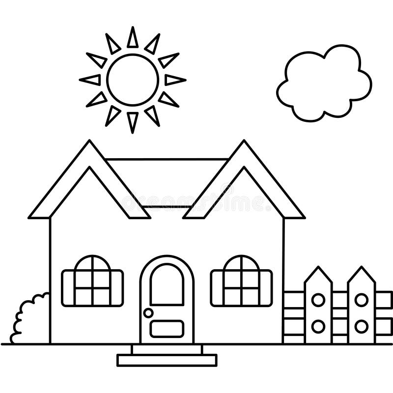 Coloring House Kindergarten House Coloring Book Kids Vectors
