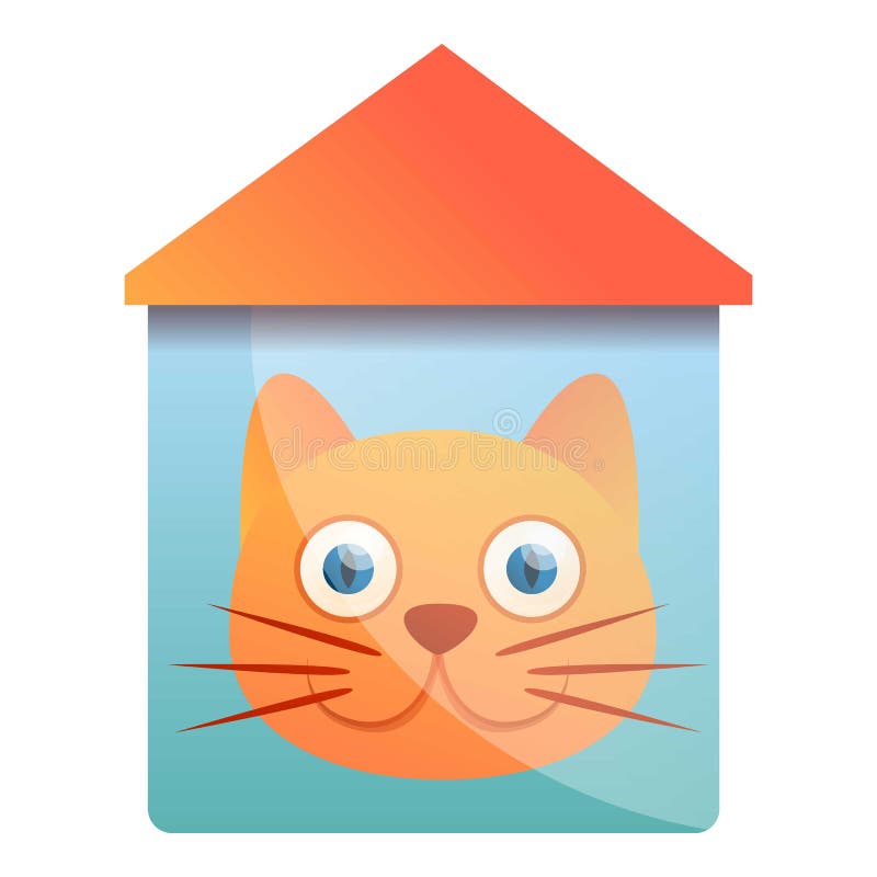 House Cat Logo, Cartoon Style Stock Vector - Illustration of ...