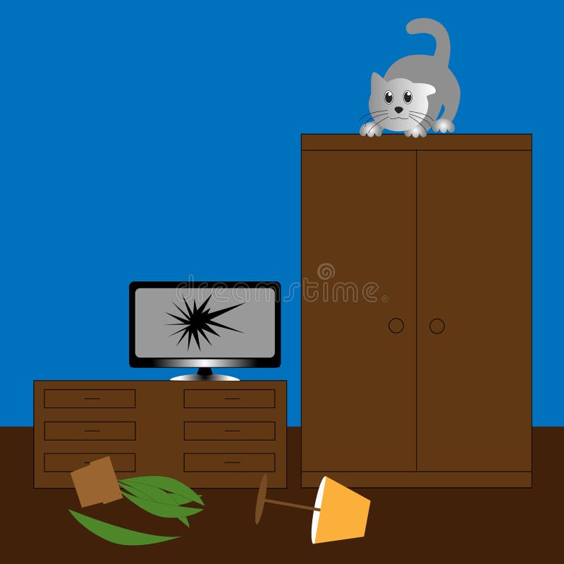 The House Cat Made a Mess of the Room Stock Vector - Illustration of ...