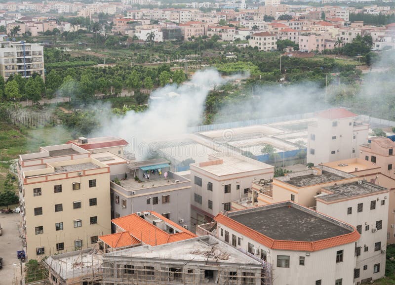 A House Catches a Fire with Smoke Stock Photo - Image of building ...