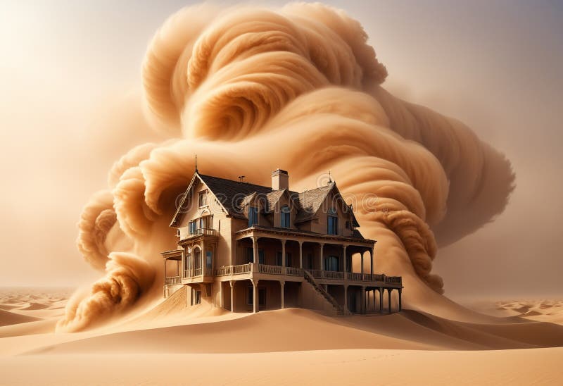 House Caught in Sandstorm. Generative AI Stock Illustration ...