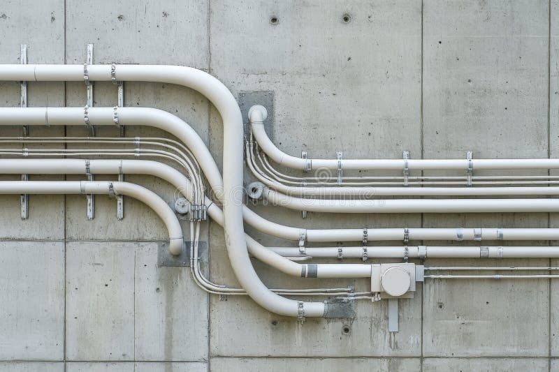House Ceiling Made of Concrete with Electrical Cables. Modern ...
