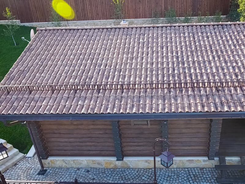 House with Ceramic Tile Roof. Cement-sand Roof Tiles Stock Image ...