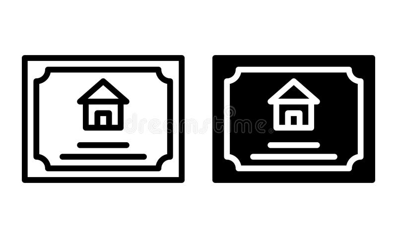 House Certificate Icon with Outline and Glyph Style. Stock Vector ...