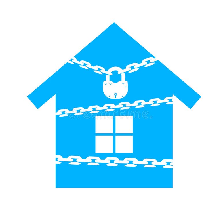 House with Chains Closed on the Lock Stock Vector - Illustration of ...