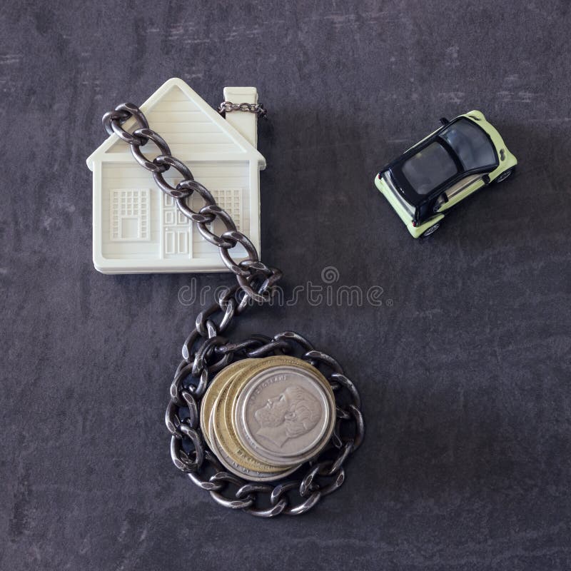 House in Chains Locked with Padlock Stock Photo - Image of business ...