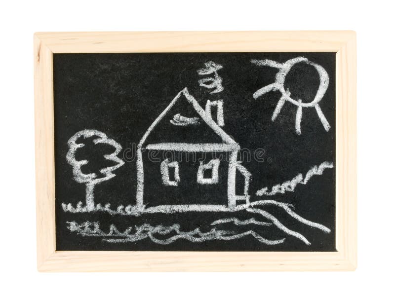 House on chalk board stock image. Image of house, black - 3919639