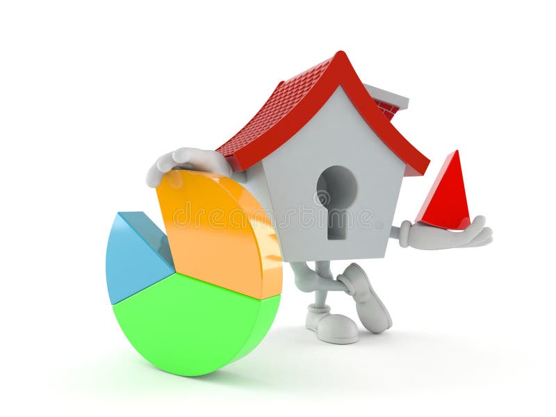 House Character with Pie Chart Stock Illustration - Illustration of ...