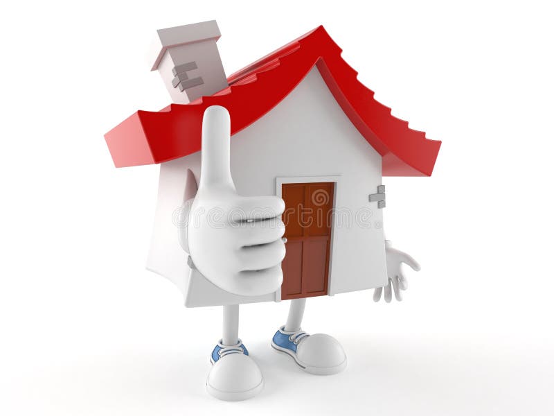 Thumbs Up House Character Cartoon Style Stock Vector - Illustration of ...