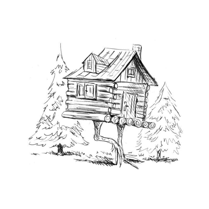 House on chicken legs stock illustration. Illustration of tree - 72055718