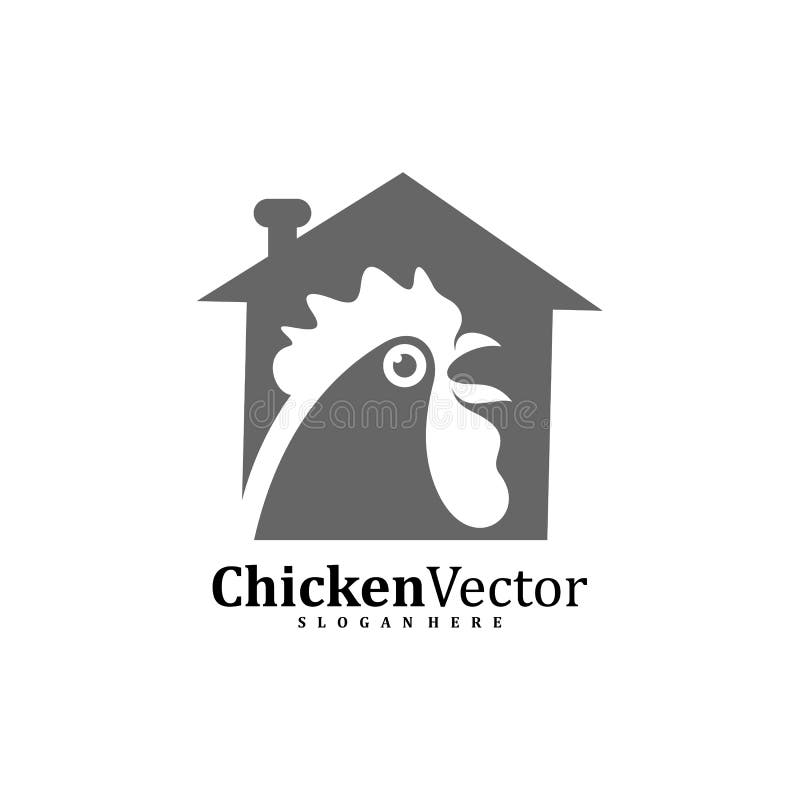 House Chicken Logo Design Vector Template, Rooster Illustration, Symbol ...