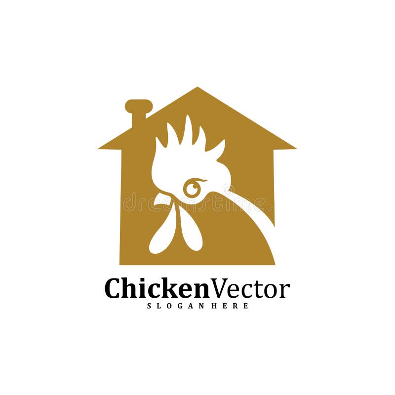 House Chicken Logo Design Vector Template, Rooster Illustration, Symbol ...