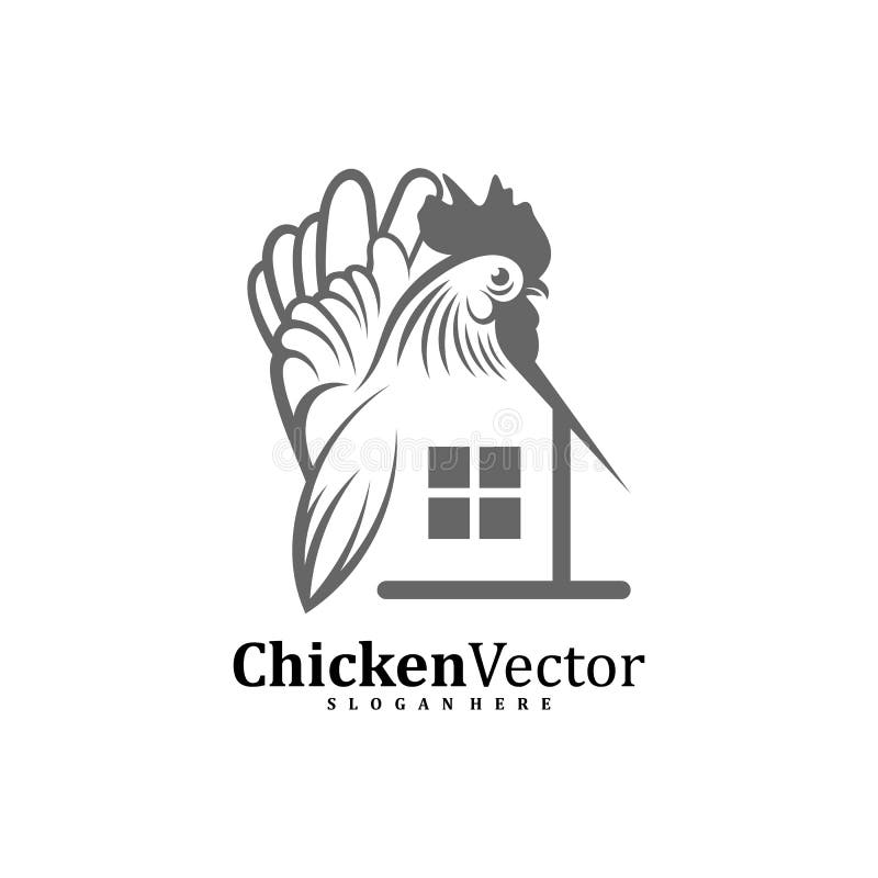 House Chicken Logo Design Vector Template, Rooster Illustration, Symbol ...