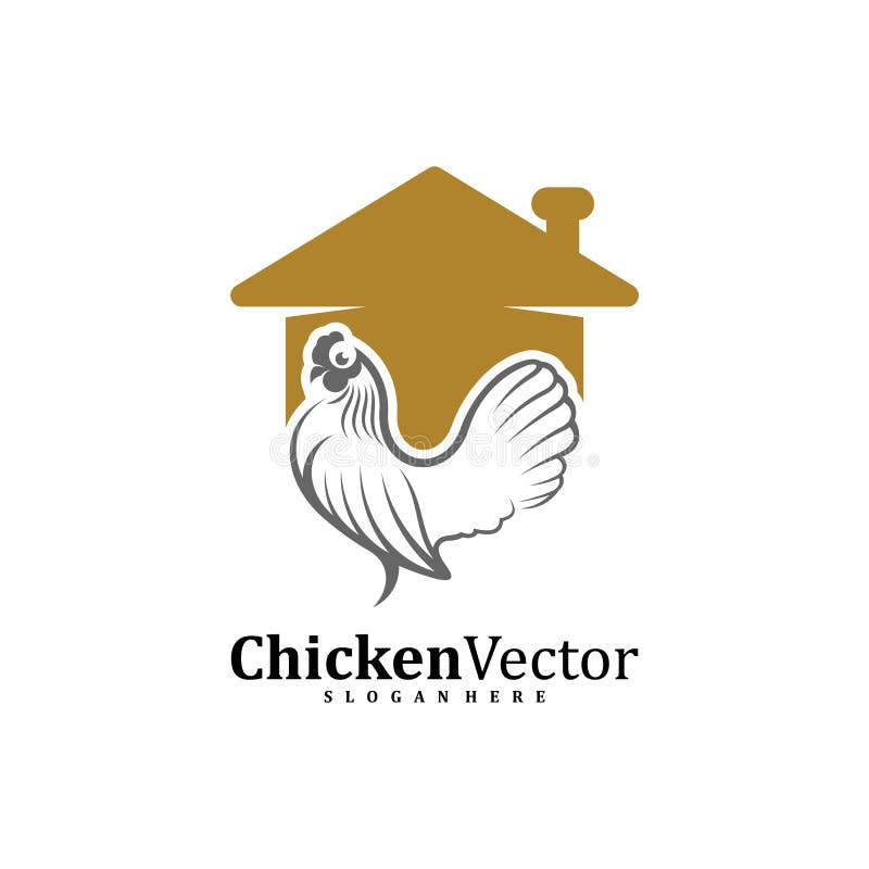 House Chicken Logo Design Vector Template, Rooster Illustration, Symbol ...