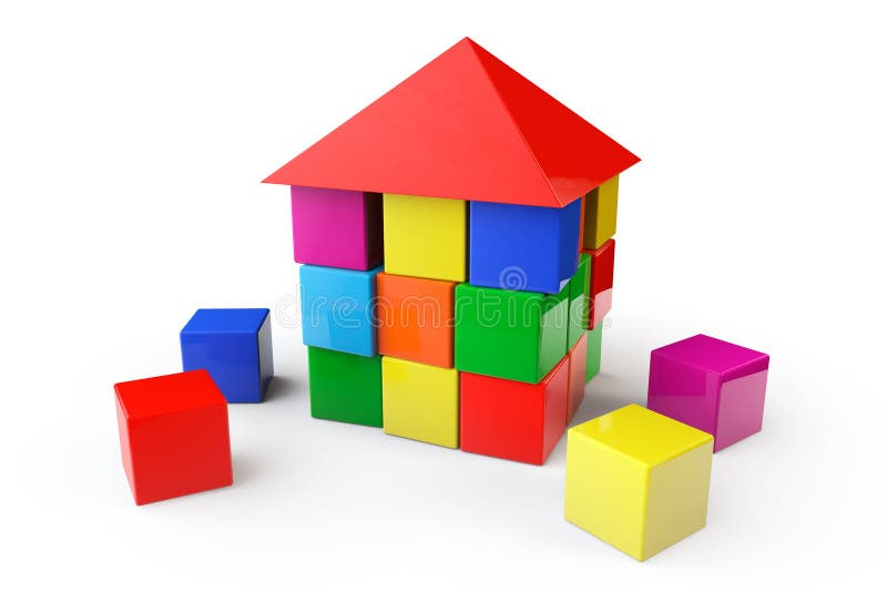 Abstract House Made of Children Blocks 3d Stock Illustration ...