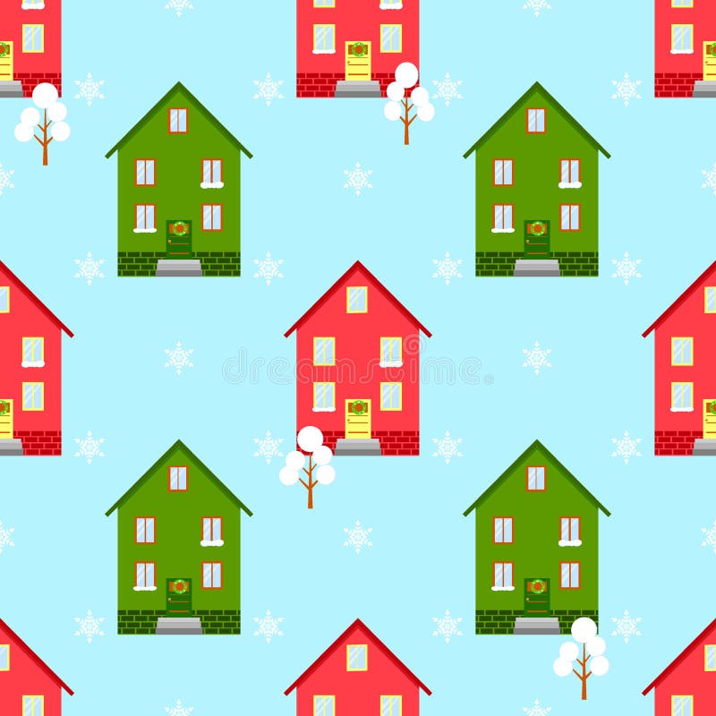 House Christmas Seamless Pattern Print, Paper, Wrap, Cover Stock Vector ...