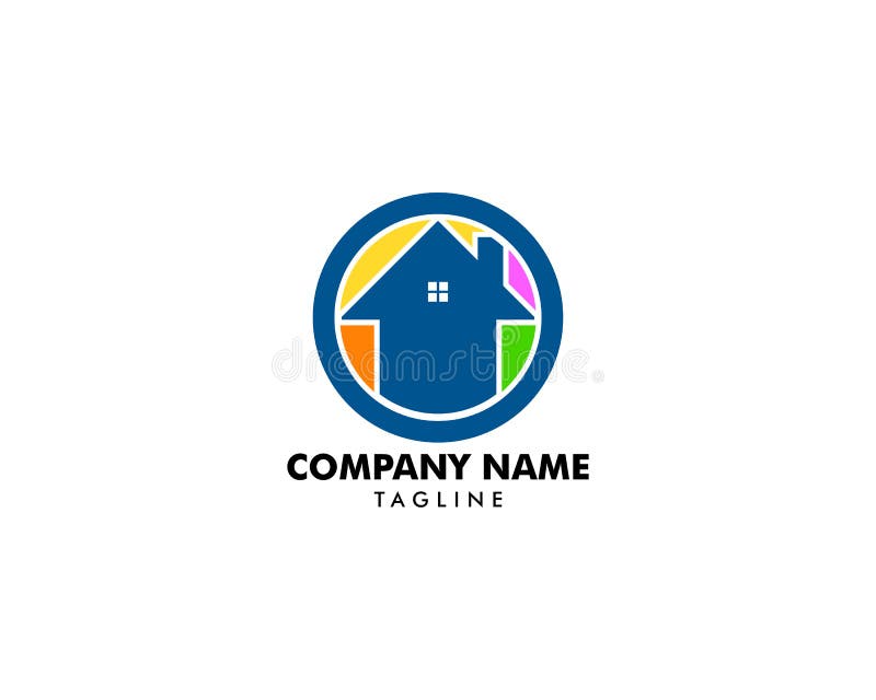 House Circle Logo Template Vector Illustration Design, Home Icon, Flat ...