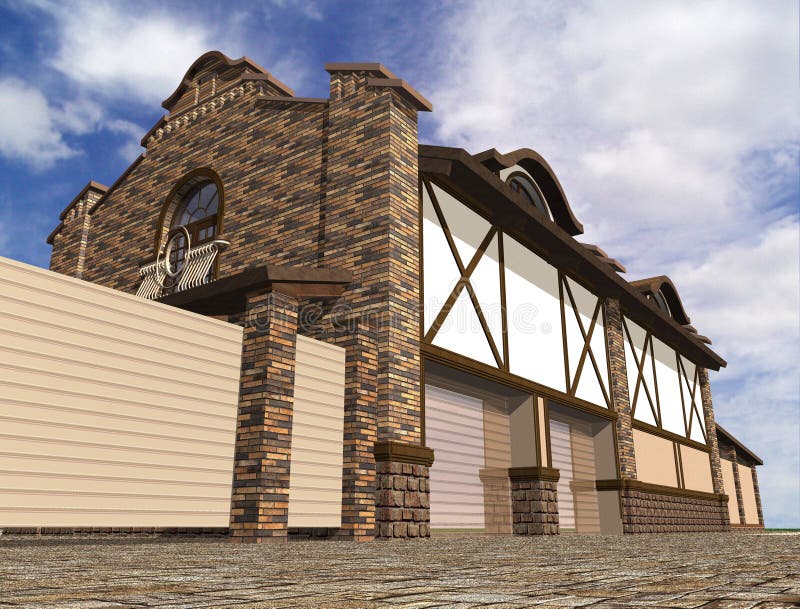 House in Classical Style stock illustration. Illustration of ...