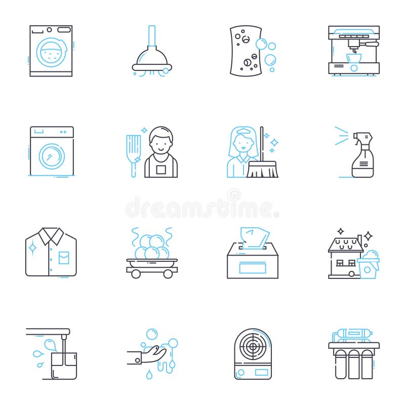 House Cleaning Linear Icons Set Sweep Scrub Dust Polish Vacuum