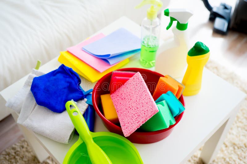 House cleaning products stock image. Image of floor, house - 91405815